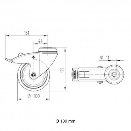 Swivel Wheel with brake 100 mm incl. expander S40 mm 40 mm | KLEMP