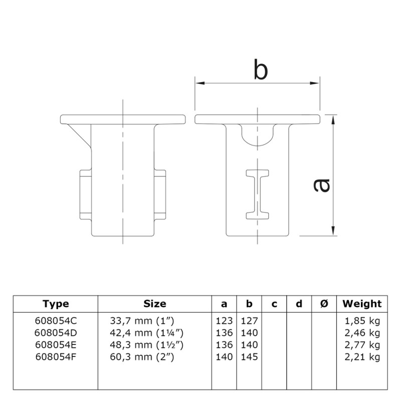Straßensockel Typ 54B, 26,9 mm, Feuerverzinkt