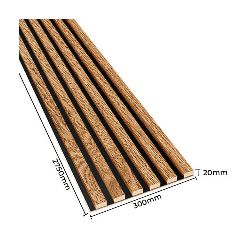 MDF laths on panel 275x30 cm - Oak veneer - KLEMP