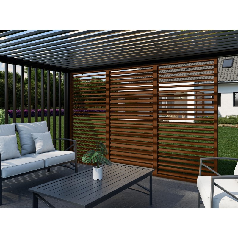 Pergola Lamellenwand Overkapping, Hout, Walnoot - Tubefittings.eu