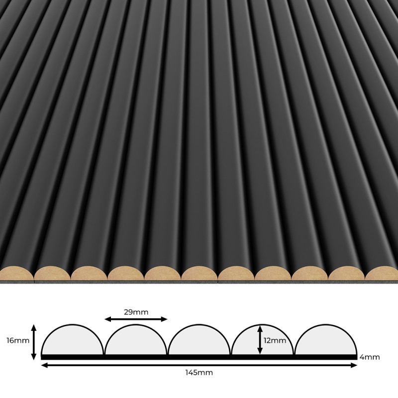 Paneles estriados de MDF - Negro mate - 6 pieza | Tubefittings.eu